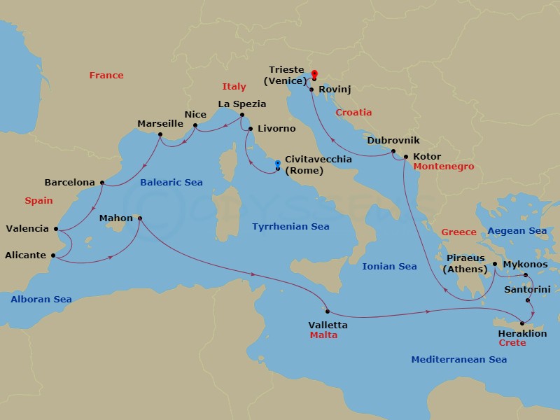 Luxury Cruise Connections - Itinerary: Grand Mediterranean Tour ...